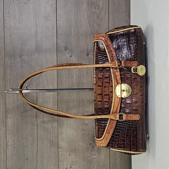 Brahmin | Bags | Vintage Brahmin Croc Embossed Leather Shoulder Bag ...